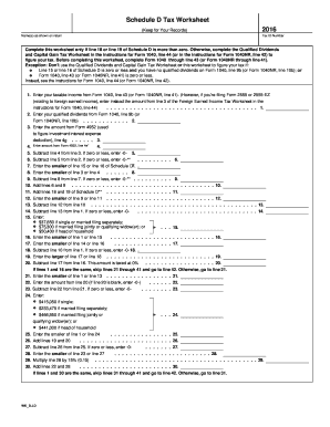Fillable Online Schedule D Tax Worksheet Fax Email Print - pdfFiller
