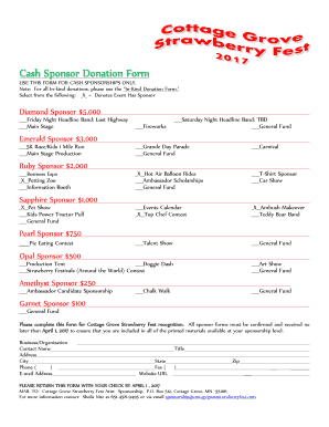 Fillable Online Cash Sponsor Donation Form Fax Email Print - pdfFiller