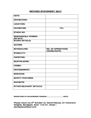 Fillable Online METHOD STATEMENT 2017 Fax Email Print - pdfFiller