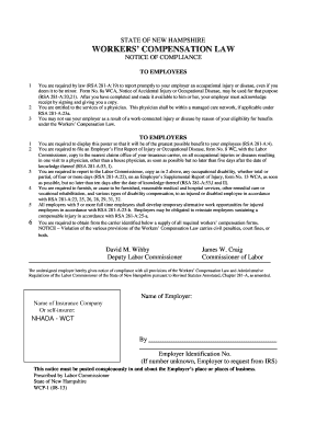 Fillable Online STATE OF NEW HAMPSHIRE WORKERS COMPENSATION LAW Fax ...