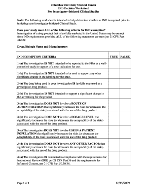 Fillable Online Columbia University Medical Center IND Decision ...