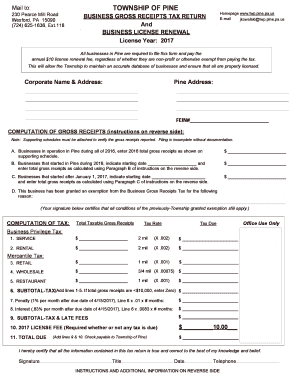 Fillable Online Business Gross Receipts Tax Return and Business ...