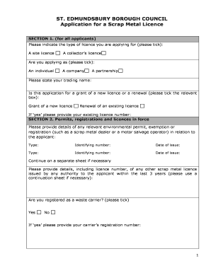Fillable Online forest-heath gov Application for a Scrap Metal Licence ...