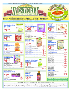 Fillable Online April Flyer - Westerly Natural Market Fax Email Print ...