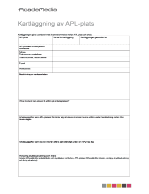 Fillable Online Kartl ggning av APL-plats - AcadeMedia Medarbetare Fax Email Print - pdfFiller