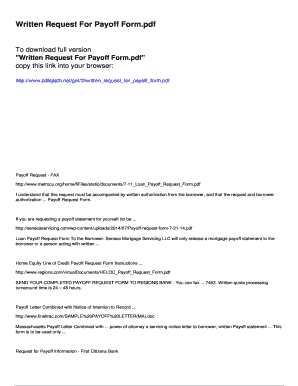 Fillable Online Written Request For Payoff Form - Pdfslibforyou.com Fax ...