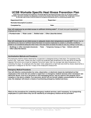 Fillable Online Worksite Specific Heat Illness Prevention Plan ...