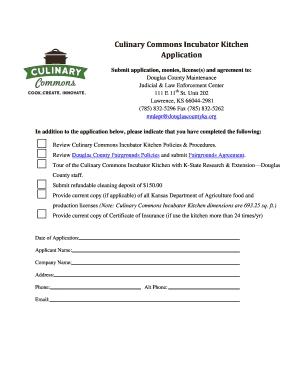 Fillable Online Culinary Commons Incubator Kitchen Policies and ...