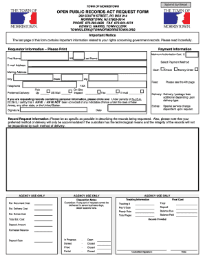 Fillable Online open public records act request form - Town of ...