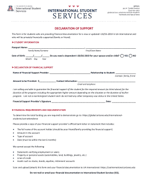 Fillable Online global arizona Declaration of Support - UA Global ...