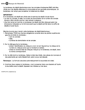 Fillable Online BMO electronic Business Account Deposit Slip is for ...