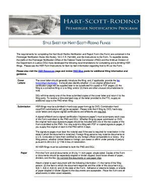 Fillable Online STYLE SHEET FOR HART-SCOTT-RODINO FILINGS Fax Email ...