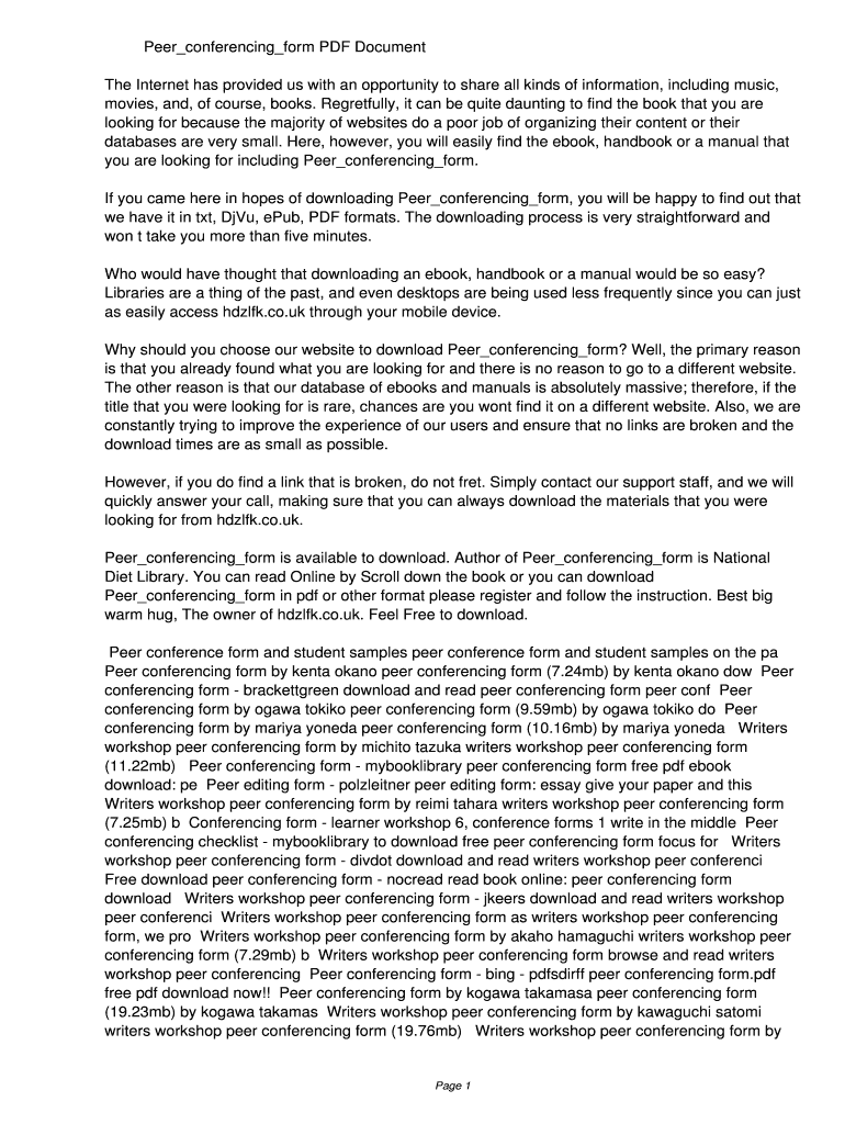 Fillable Online Peer conferencing form PDF ...