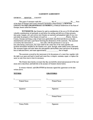 Fillable Online Water Standard Easement Form.doc Fax Email Print ...