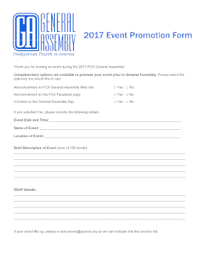 Fillable Online 2017 Event Promotion Form Fax Email Print - pdfFiller