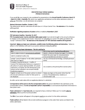 Fillable Online 2018 ACFAS Poster Exhibits Guidelines Fax Email Print ...