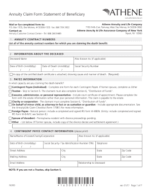Fillable Online Annuity Claim Form Statement of Beneficiary - iPipeline ...
