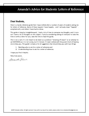 Fillable Online Amandas Advice for Students: Letters of Reference Fax Email Print - pdfFiller