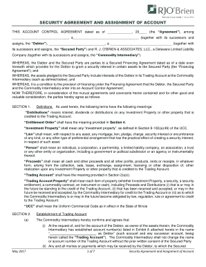 Fillable Online SECURITY AGREEMENT AND ASSIGNMENT OF ACCOUNT Fax Email ...