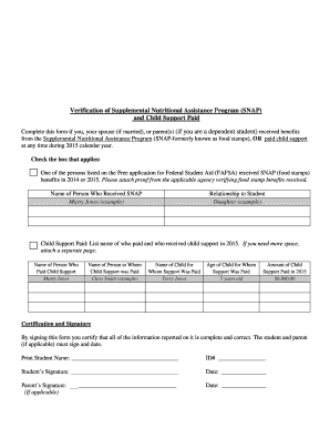 Fillable Online Verification of Food Stamps and Child Support paid Fax ...