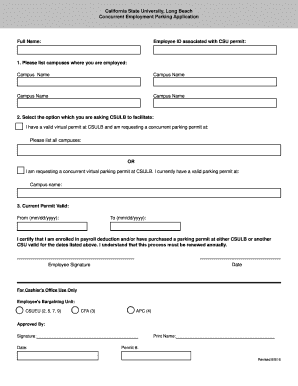 Fillable Online Concurrent Employment Parking Application form - California State ... Fax Email ...