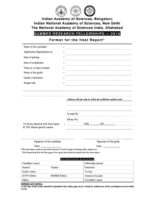 Fillable Online Indian Academy of Sciences, Bengaluru Indian National Academy ... Fax Email ...