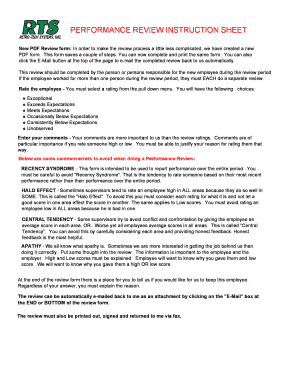 Fillable Online PERFORMANCE REVIEW INSTRUCTION SHEET Fax Email Print ...
