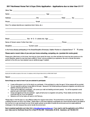 Fillable Online equinepromotions clinic-participant-application ...