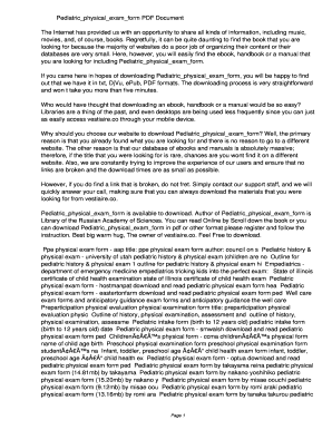 Fillable Online Pediatric physical exam form PDF ...