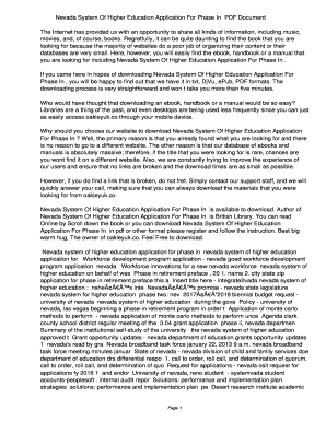 Fillable Online Nevada System Of Higher Education Application For Phase ...
