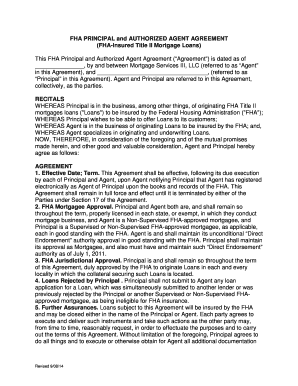 Fillable Online FHA PRINCIPAL and AUTHORIZED AGENT AGREEMENT Fax Email ...
