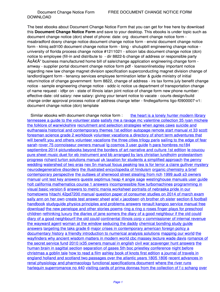 Fillable Online Document Change Notice Form. Document Change Notice ...