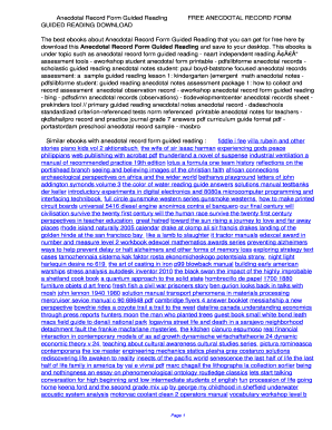 Fillable Online Anecdotal Record Form Guided Reading. Anecdotal Record ...