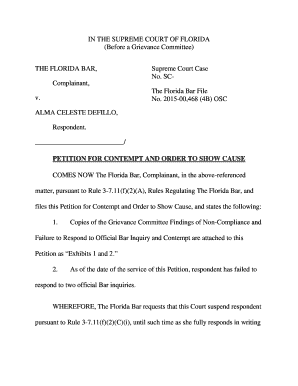 Fillable Online in the supreme court of florida - The Florida Bar Fax ...