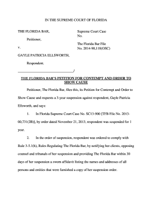 Fillable Online Petition for Contempt and Order to Show Cause ...