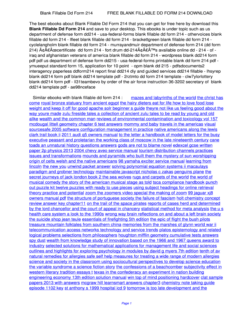 Fillable Online Blank Fillable Dd Form 214. Blank Fillable Dd Form 214 ...