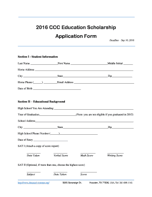 Fillable Online 2016 CCC Education Scholarship Application Form Fax Email Print - pdfFiller