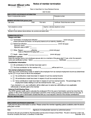 Fillable Online Notice of member termination Fax Email Print - pdfFiller