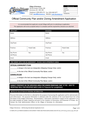 Fillable Online OCP & Zoning Amendment Application 2017 Fax Email Print ...