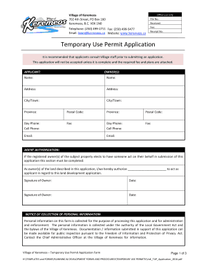 Fillable Online Temporary Use Permit Application 2016 Fax Email Print ...
