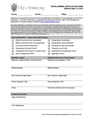 Fillable Online armstrong civicweb DEVELOPMENT APPLICATION FORM ...