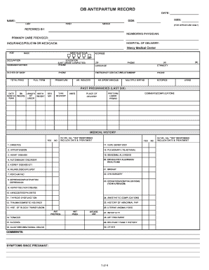 Fillable Online ACOG Antepartum Record - cooperclinic.com Fax Email ...