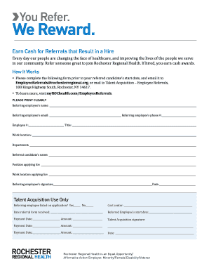 Fillable Online Earn Cash for Referrals that Result in a Hire Fax Email ...