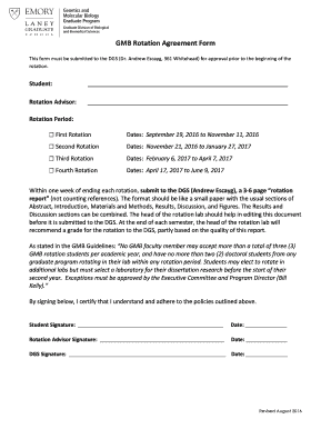 Fillable Online GMB Rotation Agreement Form Fax Email Print - pdfFiller