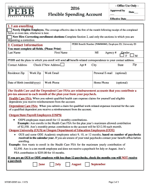 Fillable Online services oregon PEBB Benefits - State of Oregon Fax ...