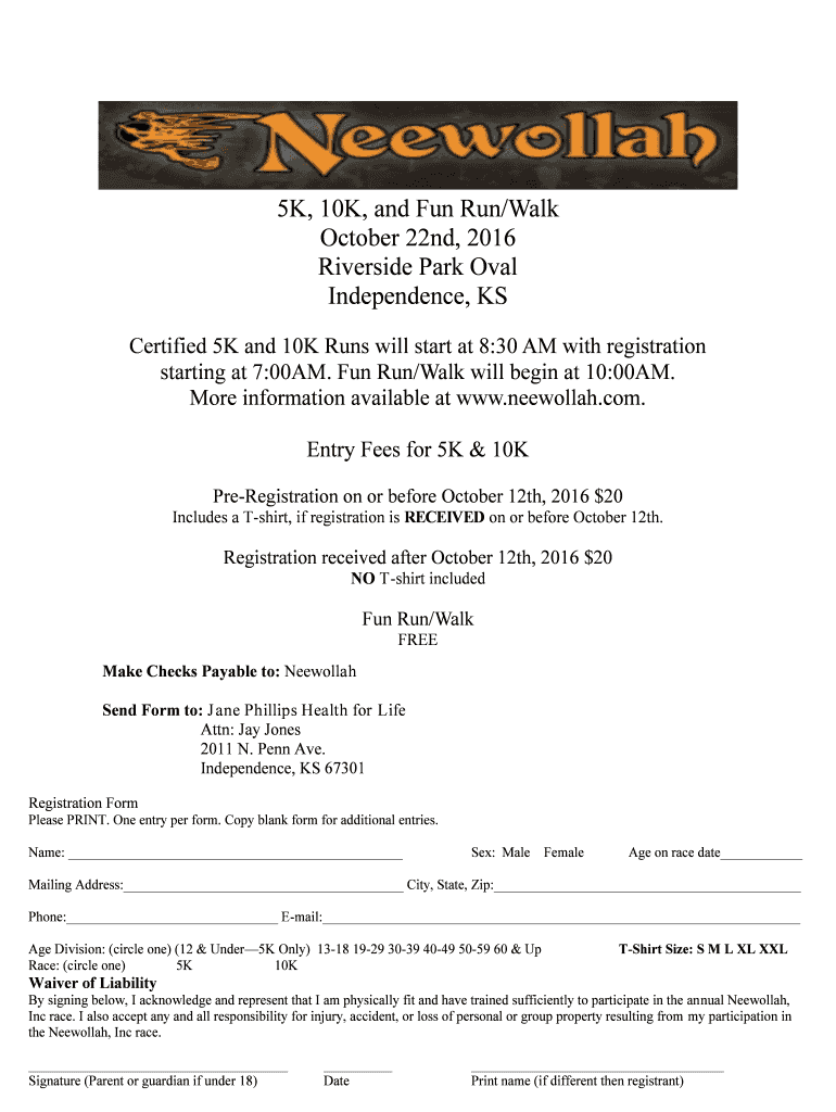Fillable Online 5K, 10K, and Fun Run/Walk Fax Email Print - pdfFiller
