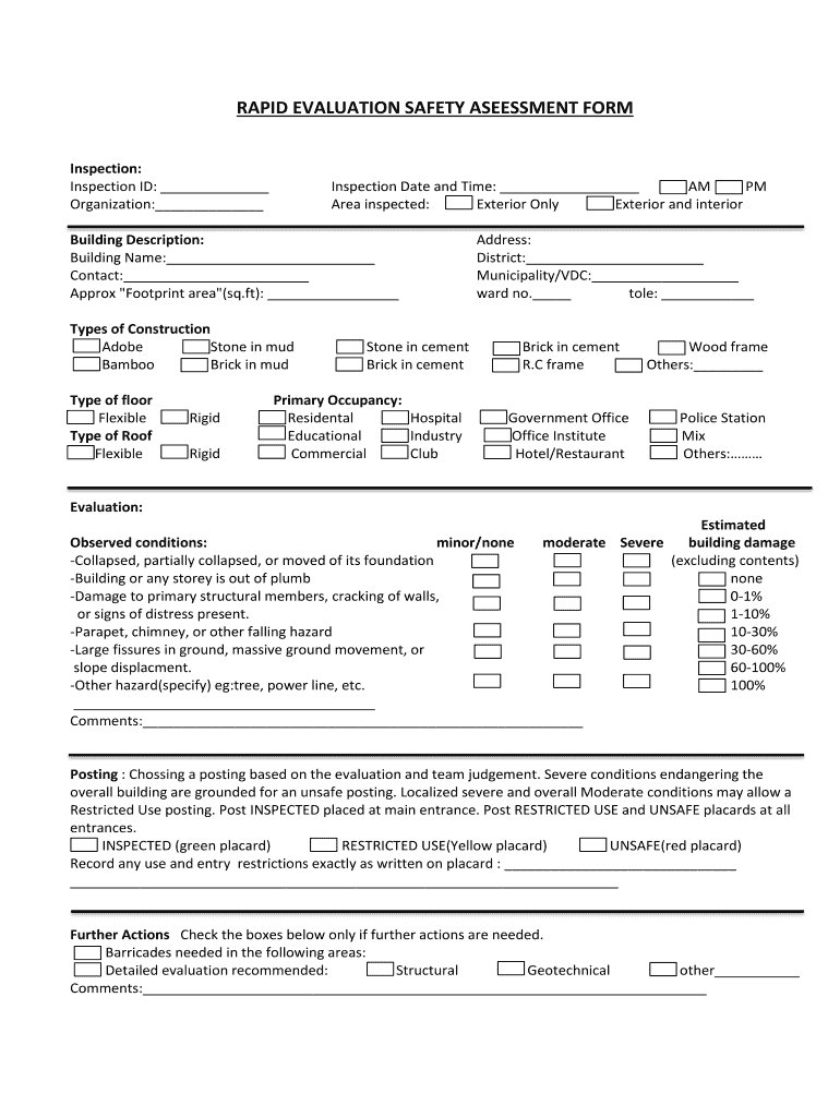 Fillable Online RAPID EVALUATION SAFETY ASEESSMENT FORM Fax Email Print ...