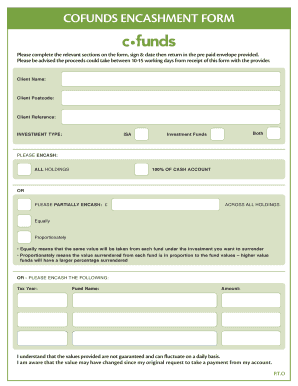 Fillable Online cofunds encashment form - Skipton Financial Advisers ...