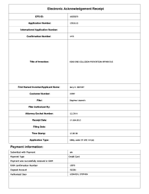 Fillable Online Electronic Acknowledgement Receipt Payment information ...