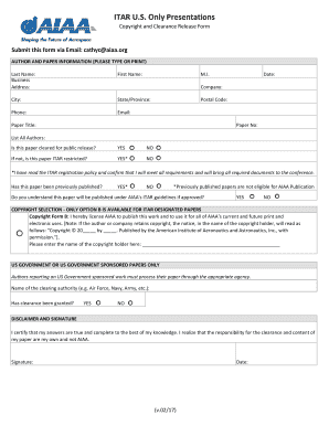Fillable Online ITAR Copyright Form Fax Email Print - pdfFiller